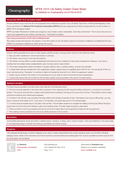 1 Nfpa Cheat Sheet - Cheatography.com: Cheat Sheets For Every Occasion