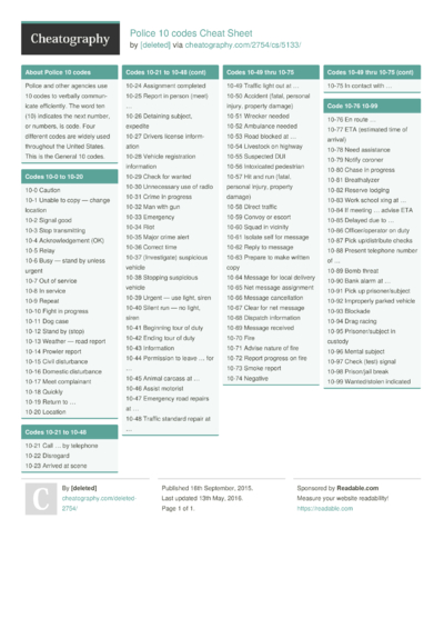 3 Police Cheat Sheets - Cheatography.com: Cheat Sheets For Every Occasion