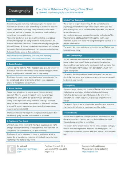 79 Psychology Cheat Sheets - Cheatography.com: Cheat Sheets For Every ...