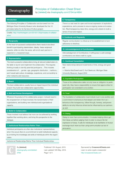 8 Collaboration Cheat Sheets - Cheatography.com: Cheat Sheets For Every ...