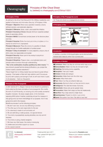 8 War Cheat Sheets - Cheatography.com: Cheat Sheets For Every Occasion