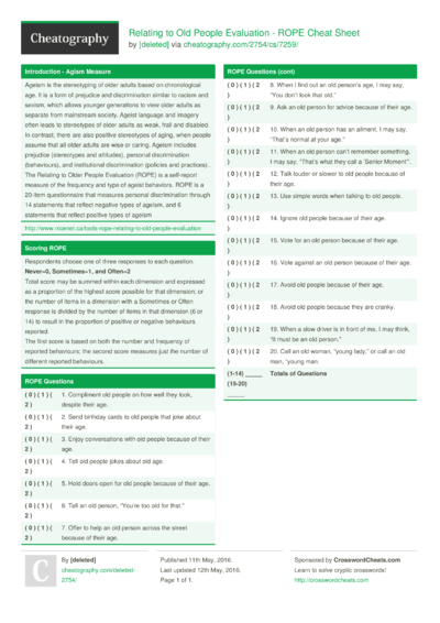 22 Sociology Cheat Sheets - Cheatography.com: Cheat Sheets For Every ...