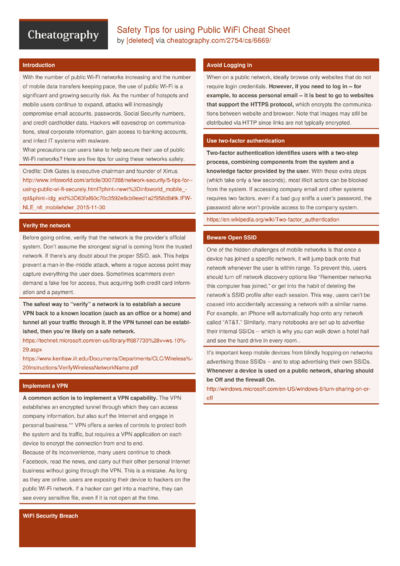 6 Wifi Cheat Sheets - Cheatography.com: Cheat Sheets For Every Occasion