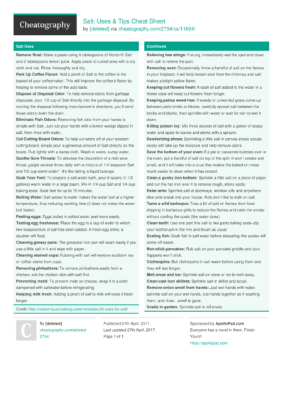 6 Salt Cheat Sheets - Cheatography.com: Cheat Sheets For Every Occasion
