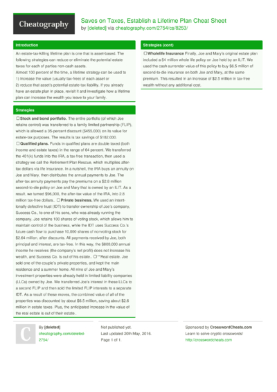 8 Taxes Cheat Sheets - Cheatography.com: Cheat Sheets For Every Occasion