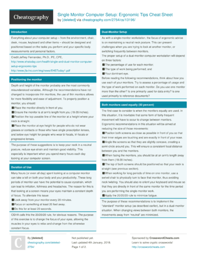 3 Ergonomics Cheat Sheets - Cheatography.com: Cheat Sheets For Every ...
