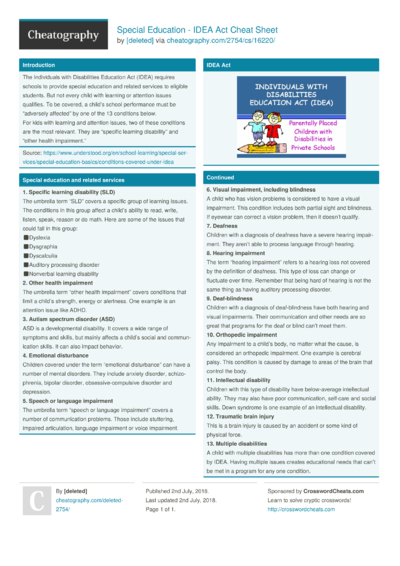 5 Disability Cheat Sheets - Cheatography.com: Cheat Sheets For Every ...