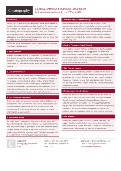 40 Leadership Cheat Sheets - Cheatography.com: Cheat Sheets For Every ...