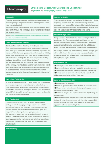 20 Email Cheat Sheets - Cheatography.com: Cheat Sheets For Every Occasion