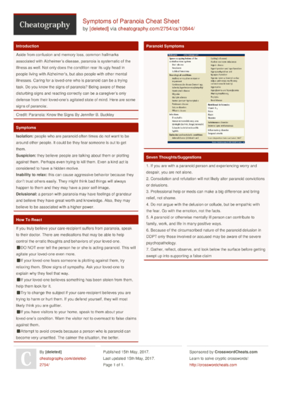 1 Paranoia Cheat Sheet - Cheatography.com: Cheat Sheets For Every Occasion