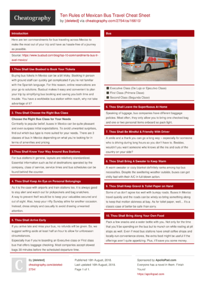 18 Travel Cheat Sheets - Cheatography.com: Cheat Sheets For Every Occasion