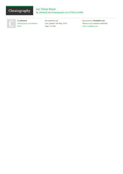 12 Mds Cheat Sheets - Cheatography.com: Cheat Sheets For Every Occasion