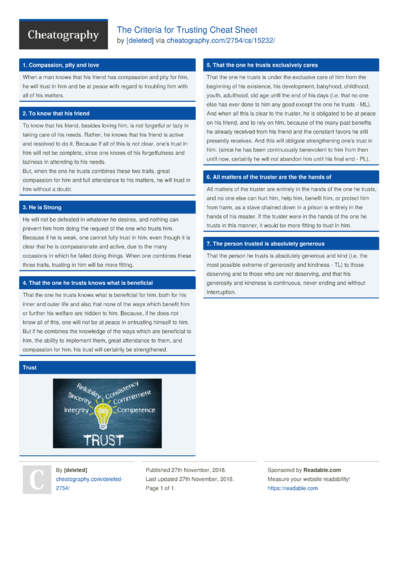 8 Trusting Cheat Sheets - Cheatography.com: Cheat Sheets For Every Occasion
