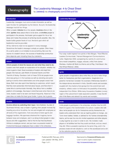40 Leadership Cheat Sheets - Cheatography.com: Cheat Sheets For Every ...