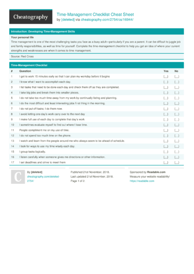 1 Time-management Cheat Sheet - Cheatography.com: Cheat Sheets For ...