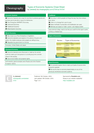 3 Economies Cheat Sheets - Cheatography.com: Cheat Sheets For Every ...