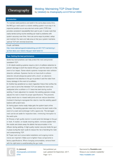 2 Welding Cheat Sheets - Cheatography.com: Cheat Sheets For Every Occasion