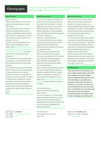 9 Tech Cheat Sheets - Cheatography.com: Cheat Sheets For Every Occasion