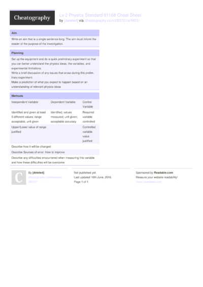 10 Experiment Cheat Sheets - Cheatography.com: Cheat Sheets For Every ...