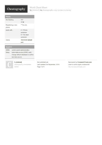 46 Work Cheat Sheets - Cheatography.com: Cheat Sheets For Every Occasion