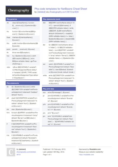139 Php Cheat Sheets Cheat Sheets For Every Occasion