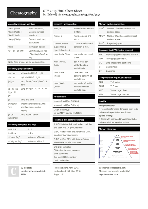 STY 2013 Final Cheat Sheet by [deleted] - Download free from ...