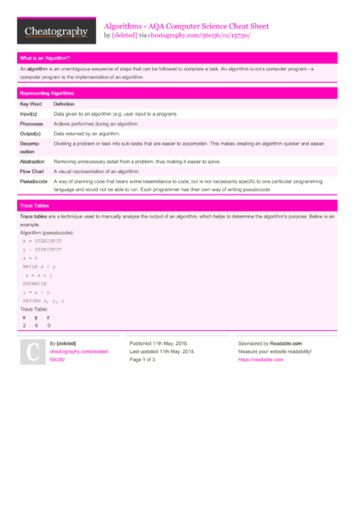 Computer Systems - AQA Computer Science Cheat Sheet by [deleted ... Computer Systems - AQA Computer Science Cheat Sheet by [deleted ...