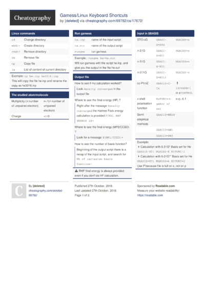 Cheat Sheets from October, 2018 - Cheatography.com: Cheat Sheets For ...