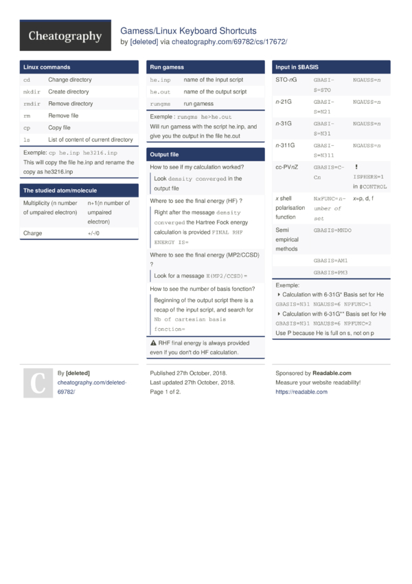 Gamess/Linux Keyboard Shortcuts by [deleted] - Download free from ...