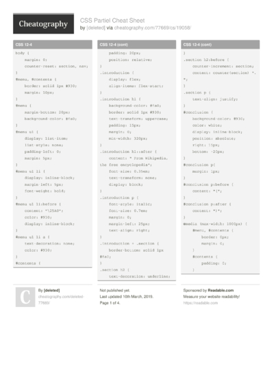 75 CSS Cheat Sheets - Cheatography.com: Cheat Sheets For Every Occasion