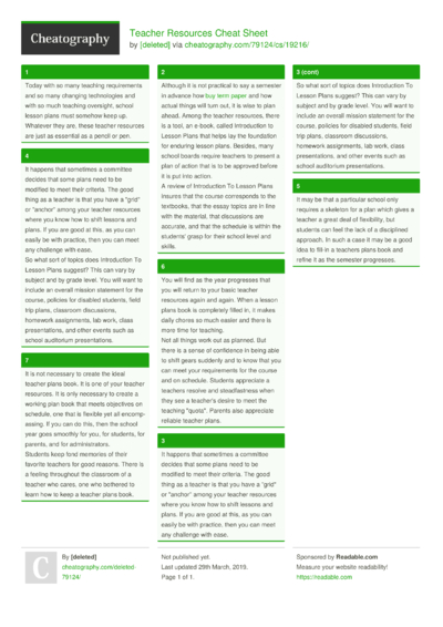 6 Teachers Cheat Sheets - Cheatography.com: Cheat Sheets For Every Occasion