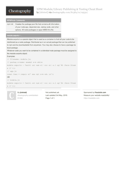 6 Npm Cheat Sheets Cheat Sheets For Every Occasion