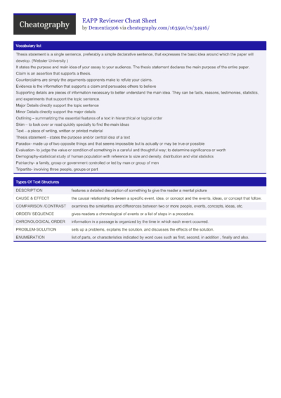 Cheat Sheets Matching Sparx Reader Cheat Cheat