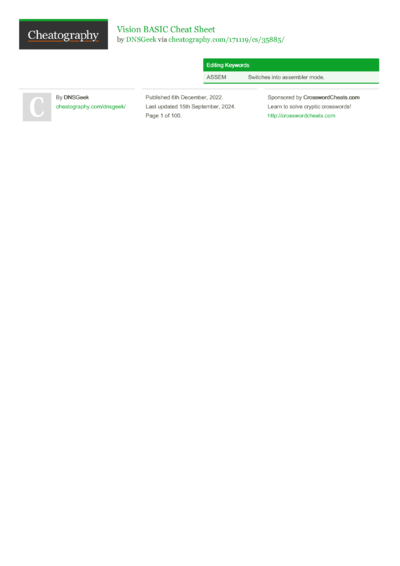 1 C64 Cheat Sheet - Cheatography.com: Cheat Sheets For Every Occasion