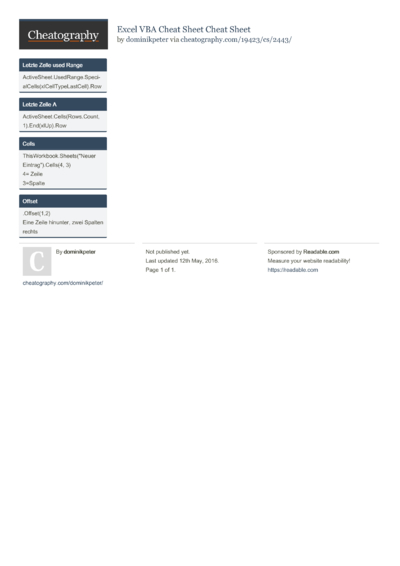 7 Vba Cheat Sheets Cheat Sheets For Every Occasion 