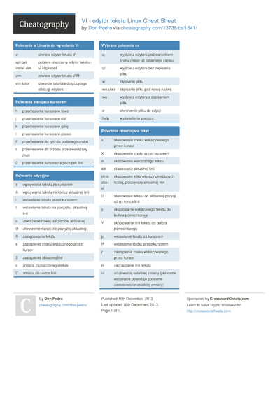 23 Vi Cheat Sheets - Cheatography.com: Cheat Sheets For Every Occasion