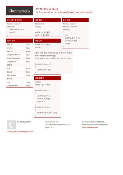 193 C Cheat Sheets - Cheatography.com: Cheat Sheets For Every Occasion