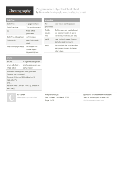 2301 Programming Cheat Sheets - Cheatography.com: Cheat Sheets For ...