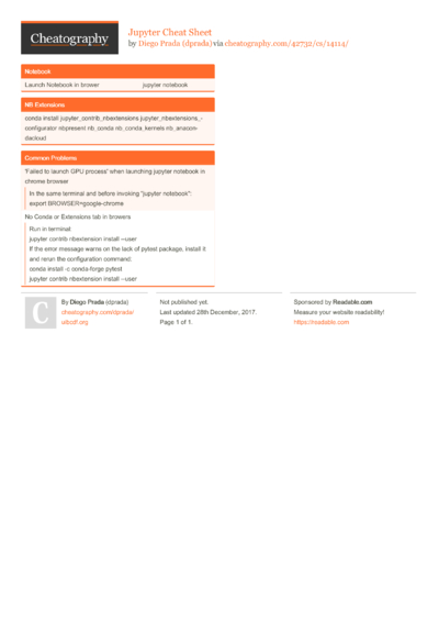 9 Jupyter Cheat Sheets - Cheatography.com: Cheat Sheets For Every Occasion