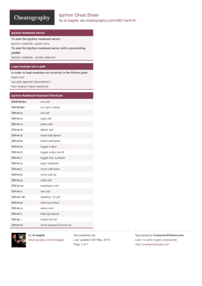 4 Ipython Cheat Sheets - Cheatography.com: Cheat Sheets For Every Occasion