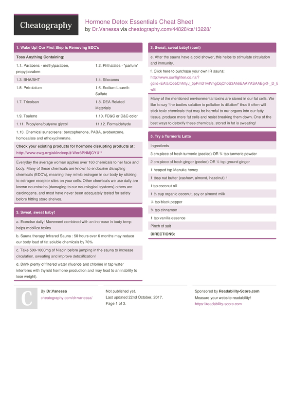 Hormone Detox Essentials Cheat Sheet by Dr.Vanessa - Download free from ...