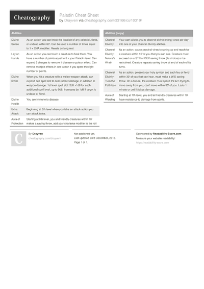 19 D-d Cheat Sheets - Cheatography.com: Cheat Sheets For Every Occasion