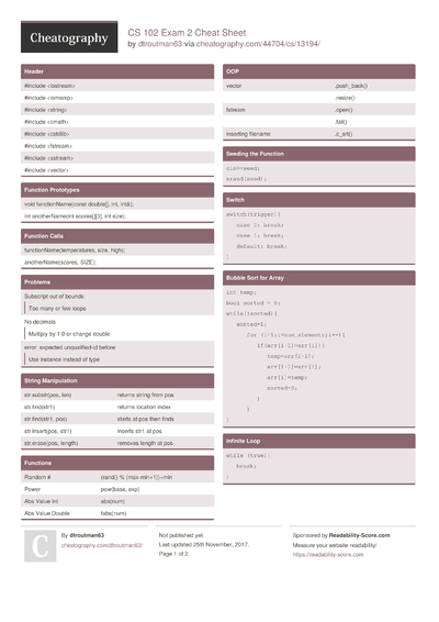 12 Cpp Cheat Sheets Cheat Sheets For Every Occasion