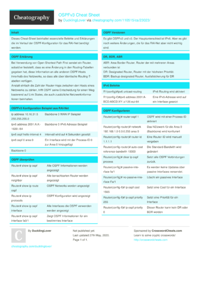62 Cisco Cheat Sheets - Cheatography.com: Cheat Sheets For Every Occasion 62 Cisco Cheat Sheets - Cheatography.com: Cheat Sheets For Every Occasion