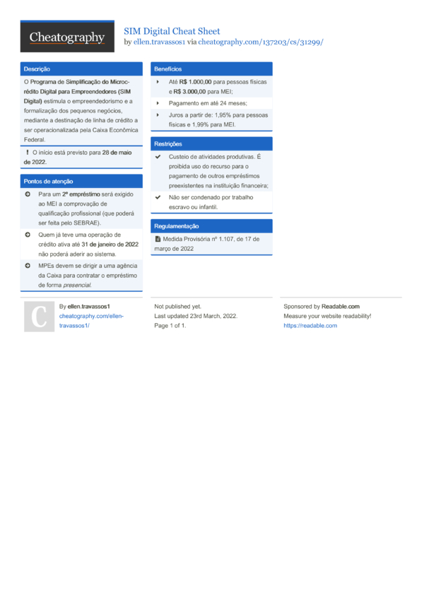 SIM Digital Cheat Sheet by ellen.travassos1 - Download free from ...