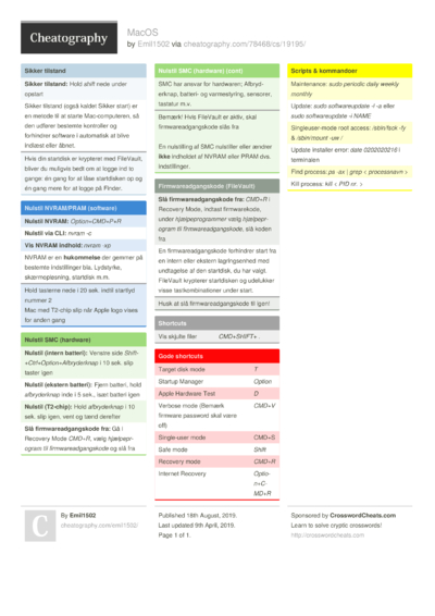 Cheat Sheets from August, 2019 - Cheatography.com: Cheat Sheets For ...