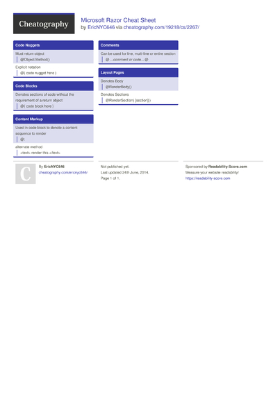 4 Asp-net Cheat Sheets - Cheatography.com: Cheat Sheets For Every Occasion