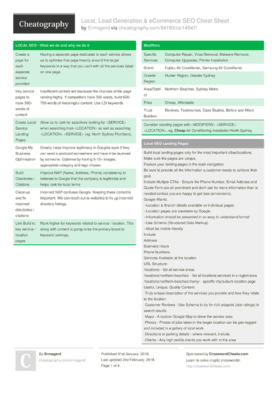 22 SEO Cheat Sheets - Cheatography.com: Cheat Sheets For Every Occasion