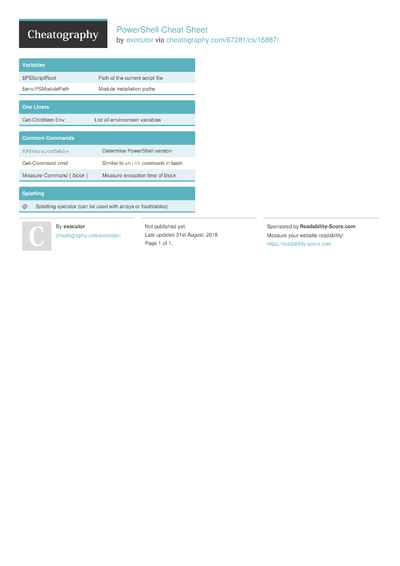15 Powershell Cheat Sheets - Cheatography.com: Cheat Sheets For Every Occasion