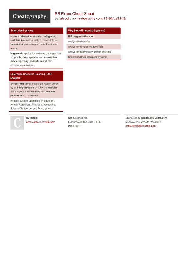 ES Exam Cheat Sheet by faizool - Download free from Cheatography ...